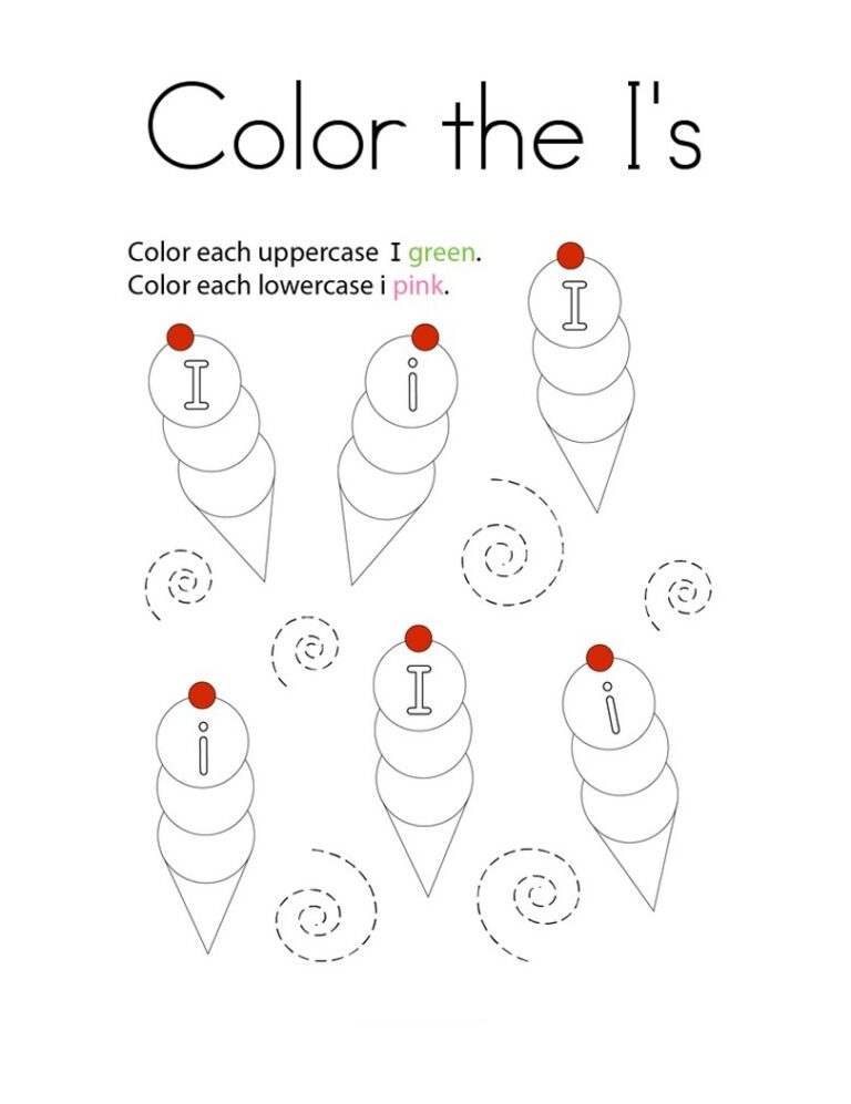 Letter I Coloring Worksheet Printable - Worksheets HQ