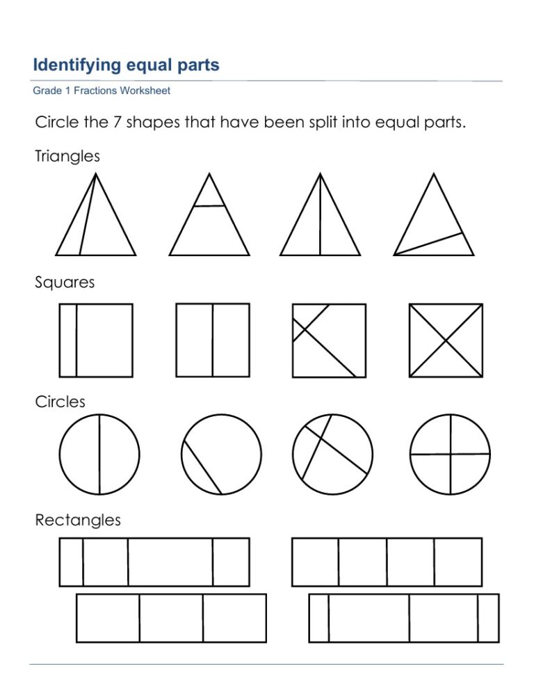 Kindergarten Fractions Worksheets Printable - Worksheets HQ