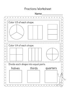Kindergarten Fractions Worksheets Printable - Worksheets HQ
