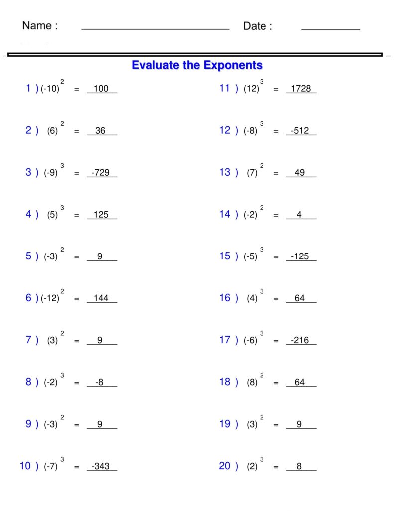 Free Printable Worksheets On Expanding Exponent - Worksheets HQ