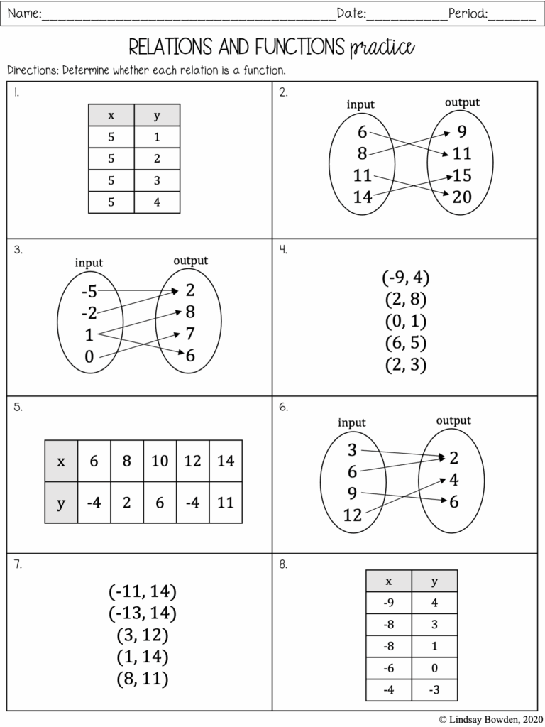 Function Relations Practice Printable Worksheets - Worksheets HQ