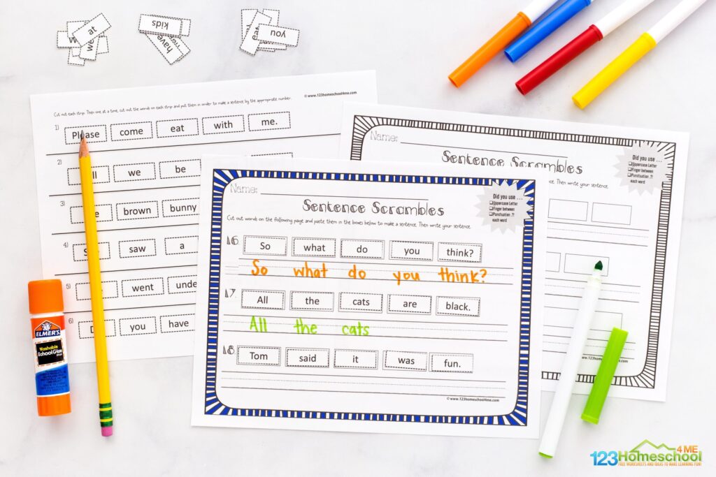 Free Printable Worksheets Of Scrambled Sentences - Worksheets HQ